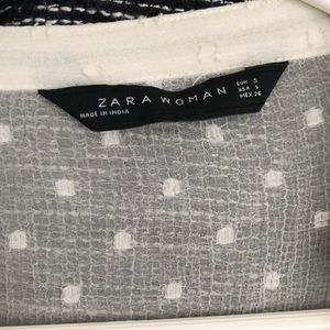 Zara | Tops | Zara Dotted Mesh Blouse With Lace | Poshmark